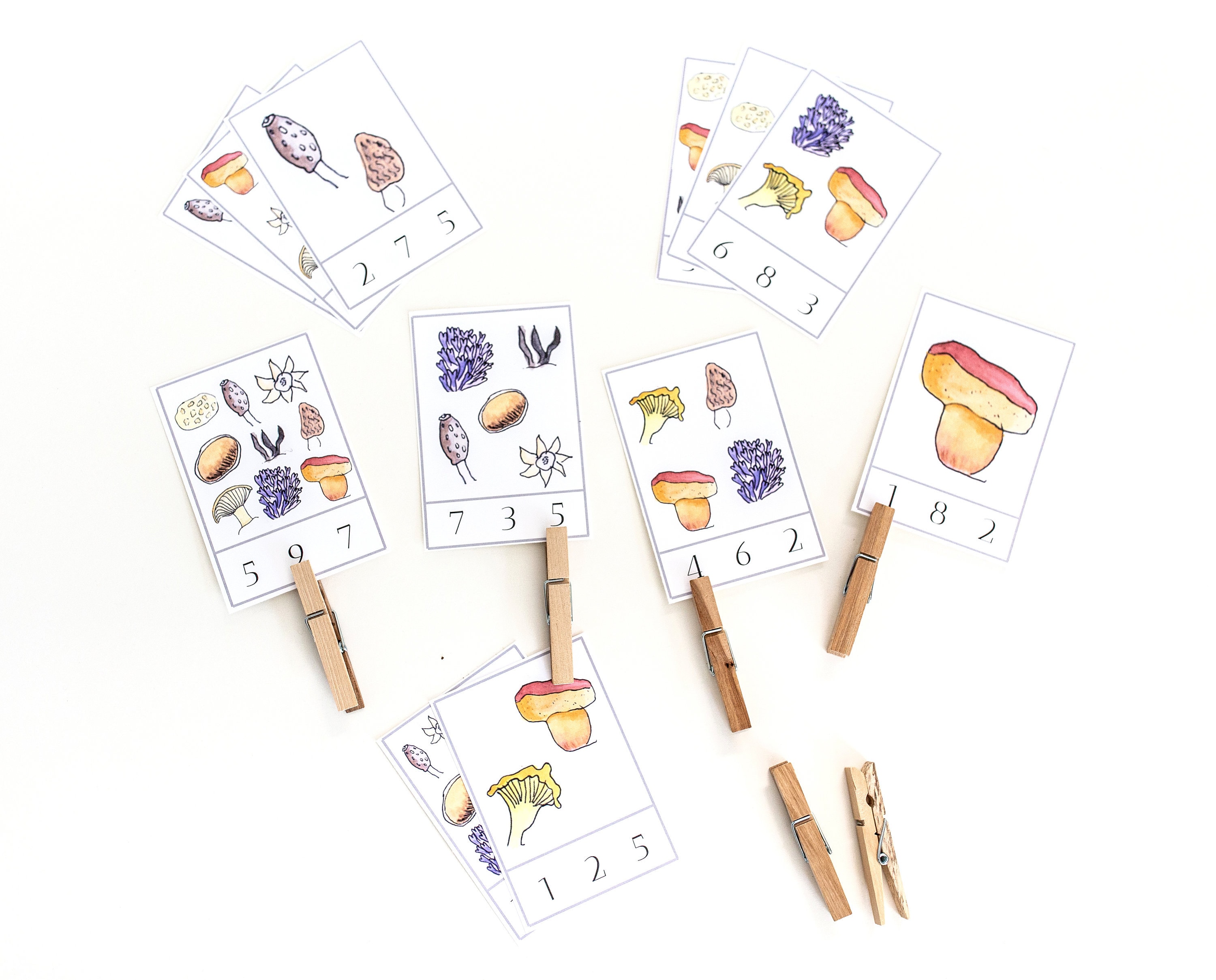 Mushroom Count and Clip Set - Etsy