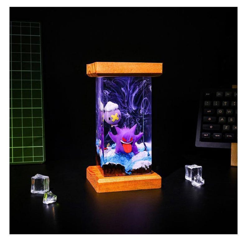 CREEPY GEN.GAR Poke.mon Epoxy Lamp, Poke.mon World Resin Diorama Lamp ...