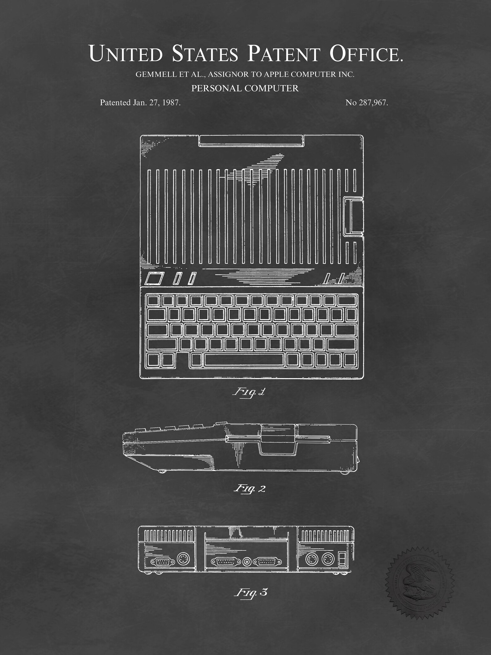 1897 Apple Computer Patent Print Apple IIc Patent Print | Etsy