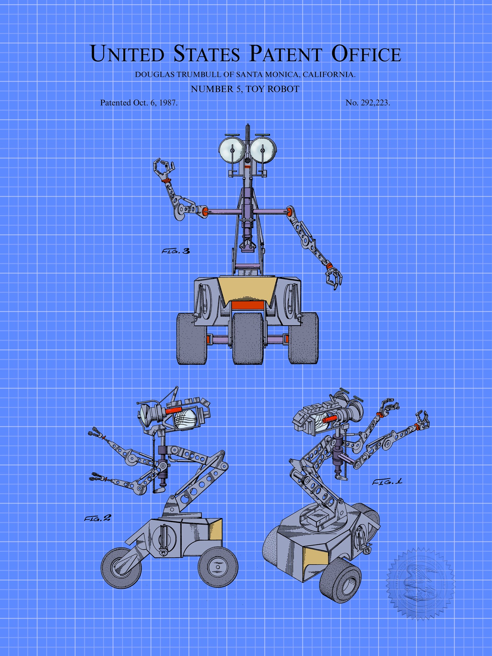 JOHNNY NUMBER 5 Robot Patent Print Short circuit poster | Etsy