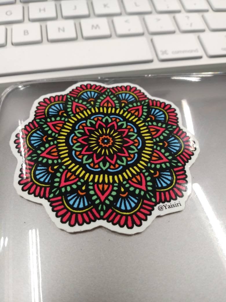 Sticker Mandala en Colores Sticker Waterproof - Etsy España