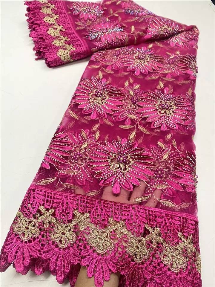 2022 High Quality African Lace Fabric Nigerian Lace Fabric With Stones ...