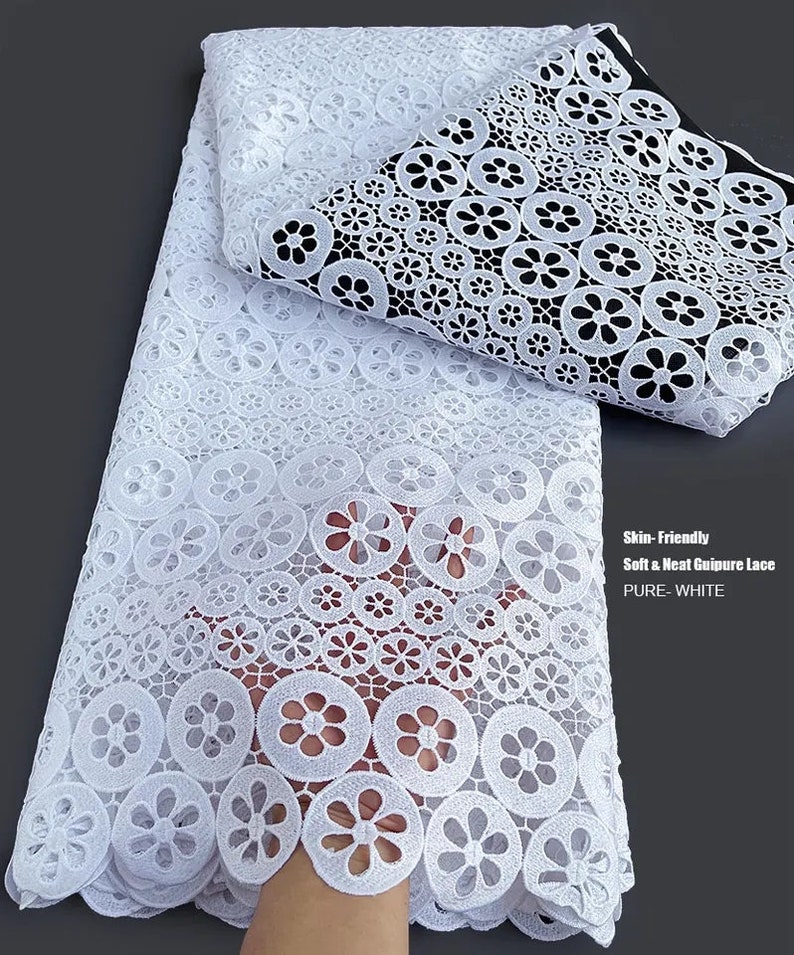 Latest Pure White Soft African Guipure Lace High Quality Couple Cord ...