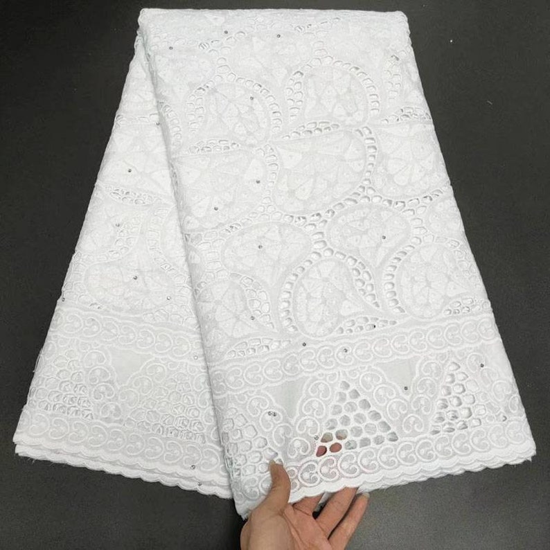 Pure White High Quality Latest Design 100% Cotton African Lace Fabric ...