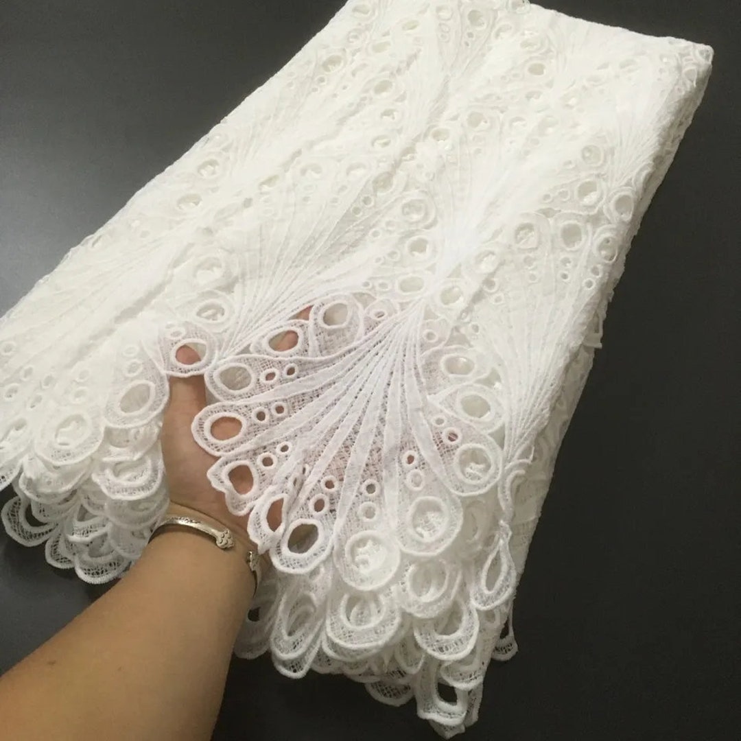 Pure White High Quality Latest Design 100% Cotton African Lace - Etsy