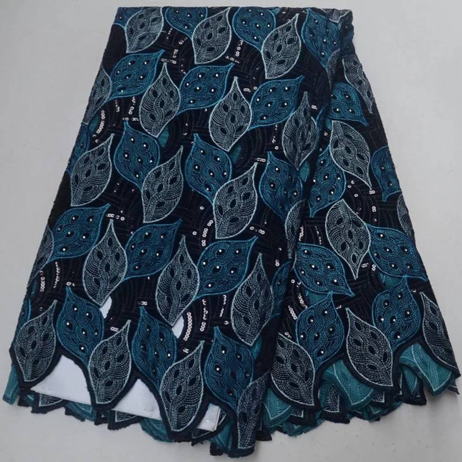 Latest High Quality Handcut Green African Lace Fabric Soft Velvet Lace ...