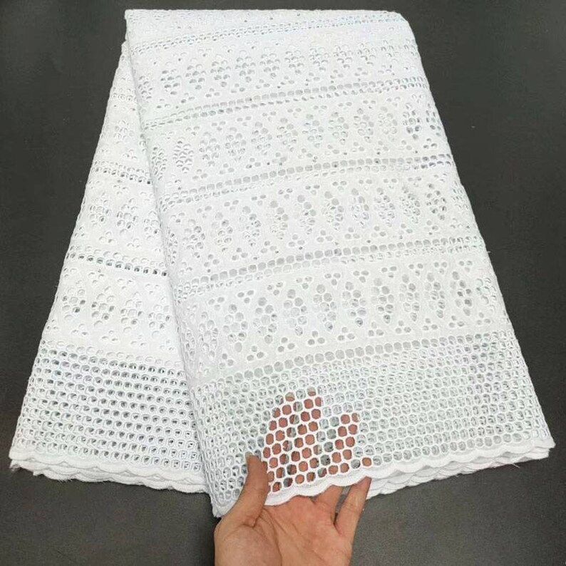 Pure White High Quality Latest Design 100% Cotton African Lace Fabric ...