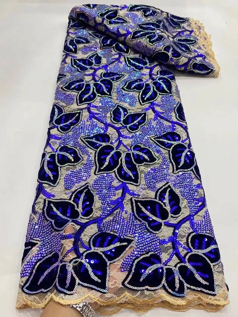 High Quality Nigerian Velvet Mesh Lace With Sequins African Lace Fabric ...