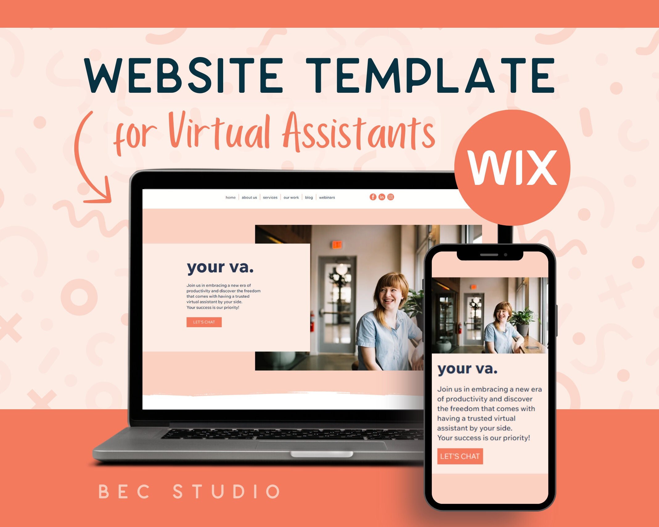 Wix Website Template for Virtual Assistants, Service Providers, Social ...