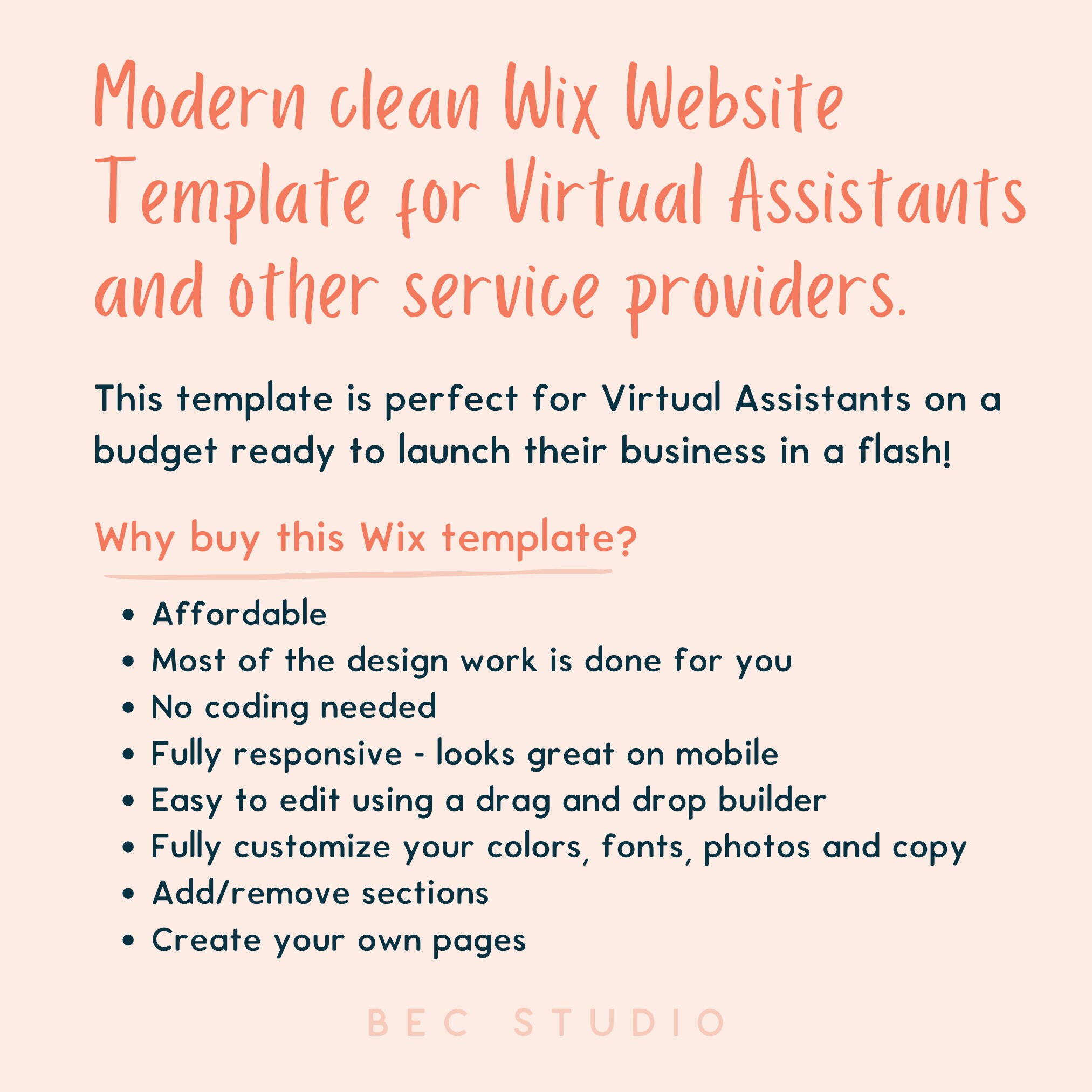 Wix Website Template for Virtual Assistants, Service Providers, Social ...