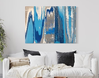 Turquoise Wall Art Extra Large Abstract Art Canvas Print Huge - Etsy