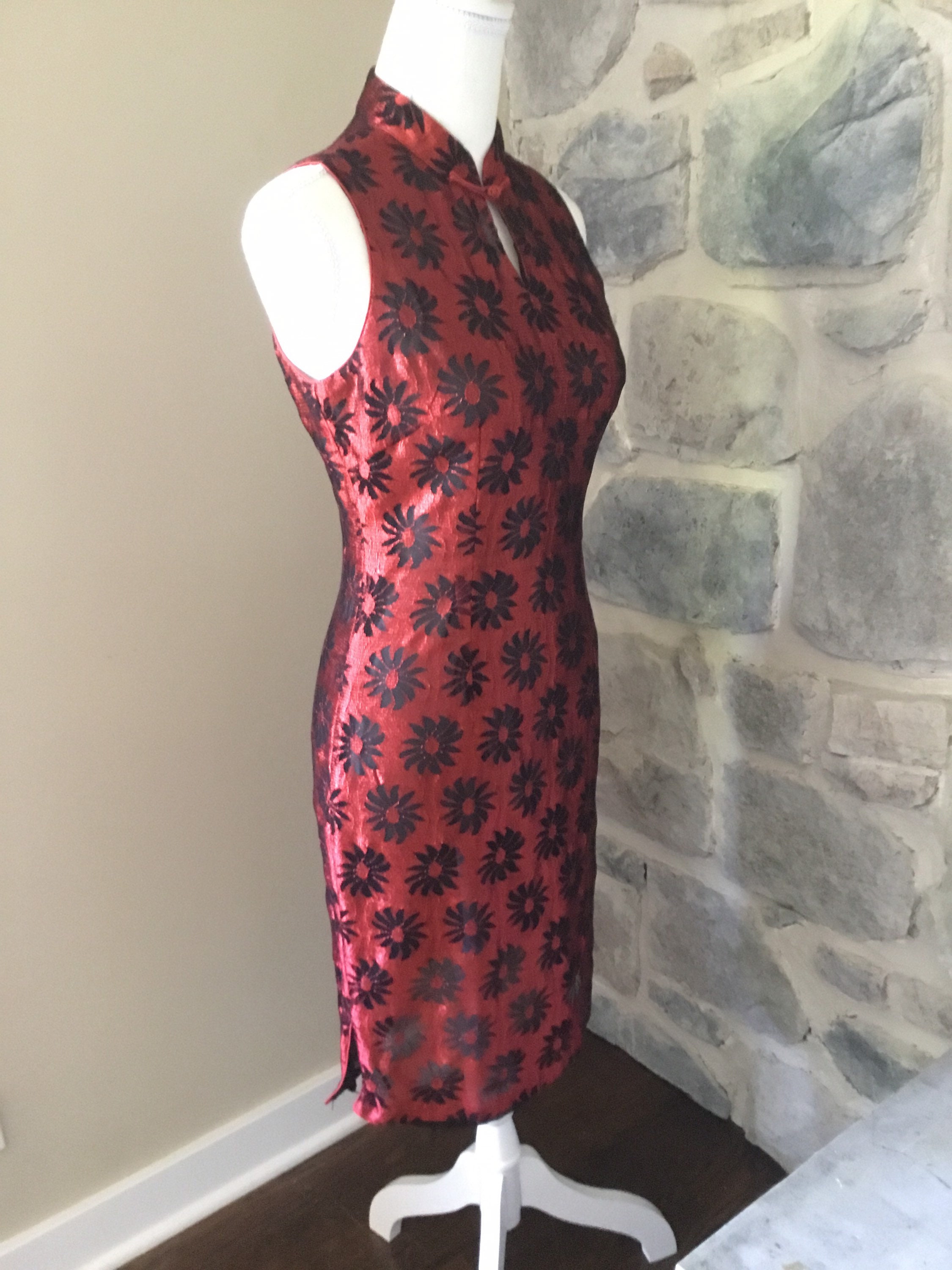 Beautiful Little Asian Style Dress With Metallic Lace Overlay - Etsy
