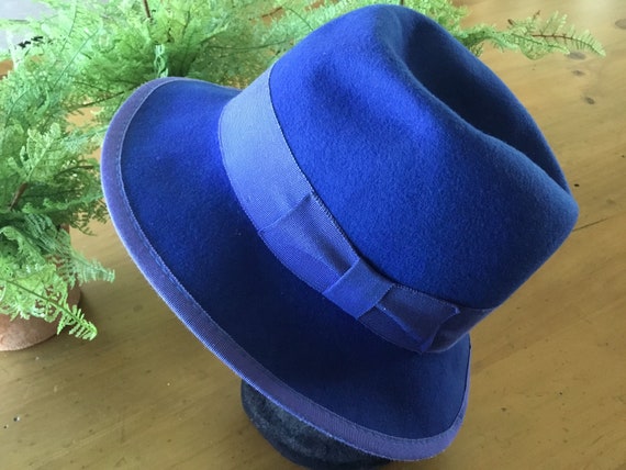 Royal Blue Felt Hat With Grosgrain Ribbon | Etsy