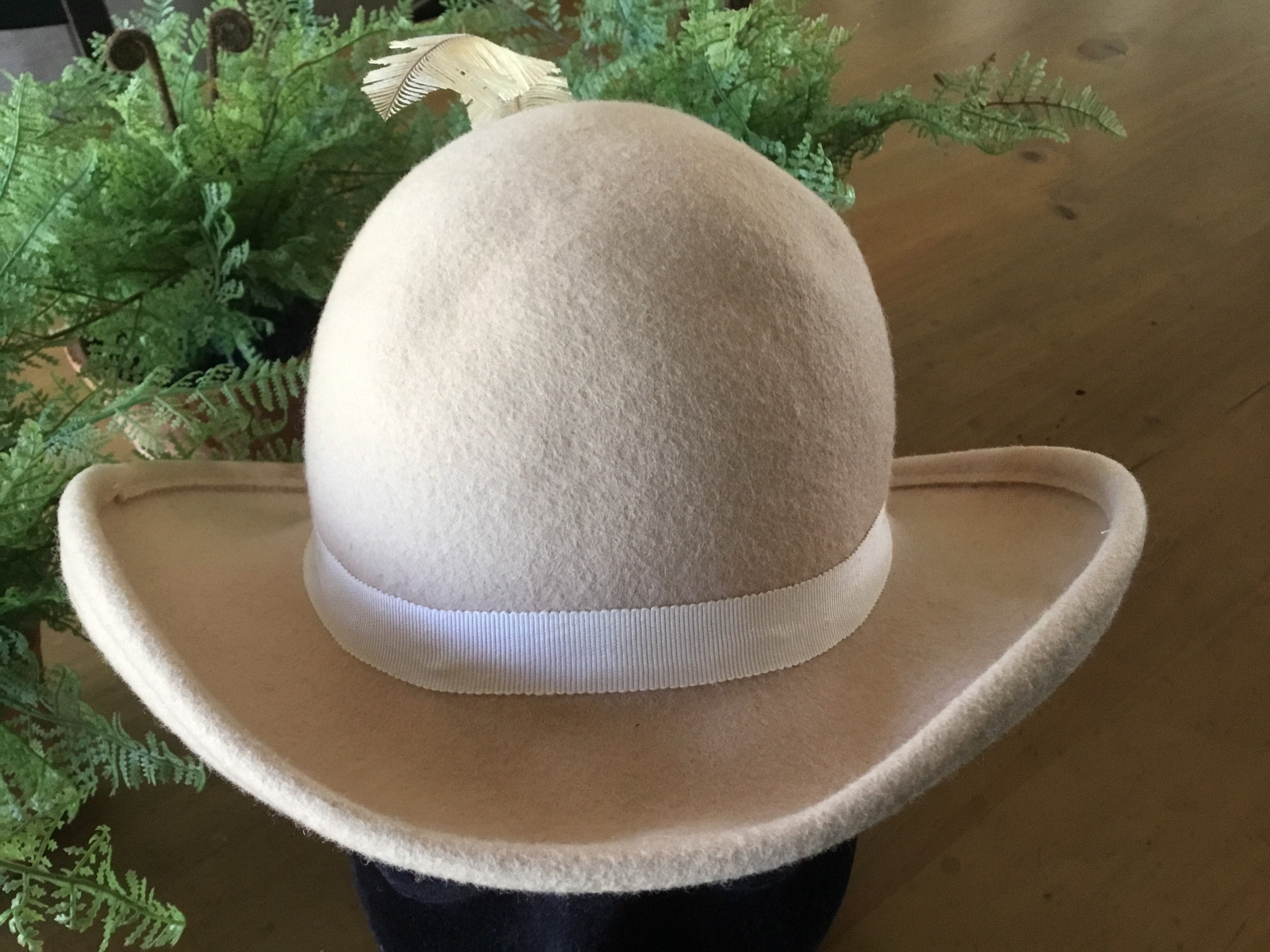 Cream Color Hat With Feather Detail - Etsy