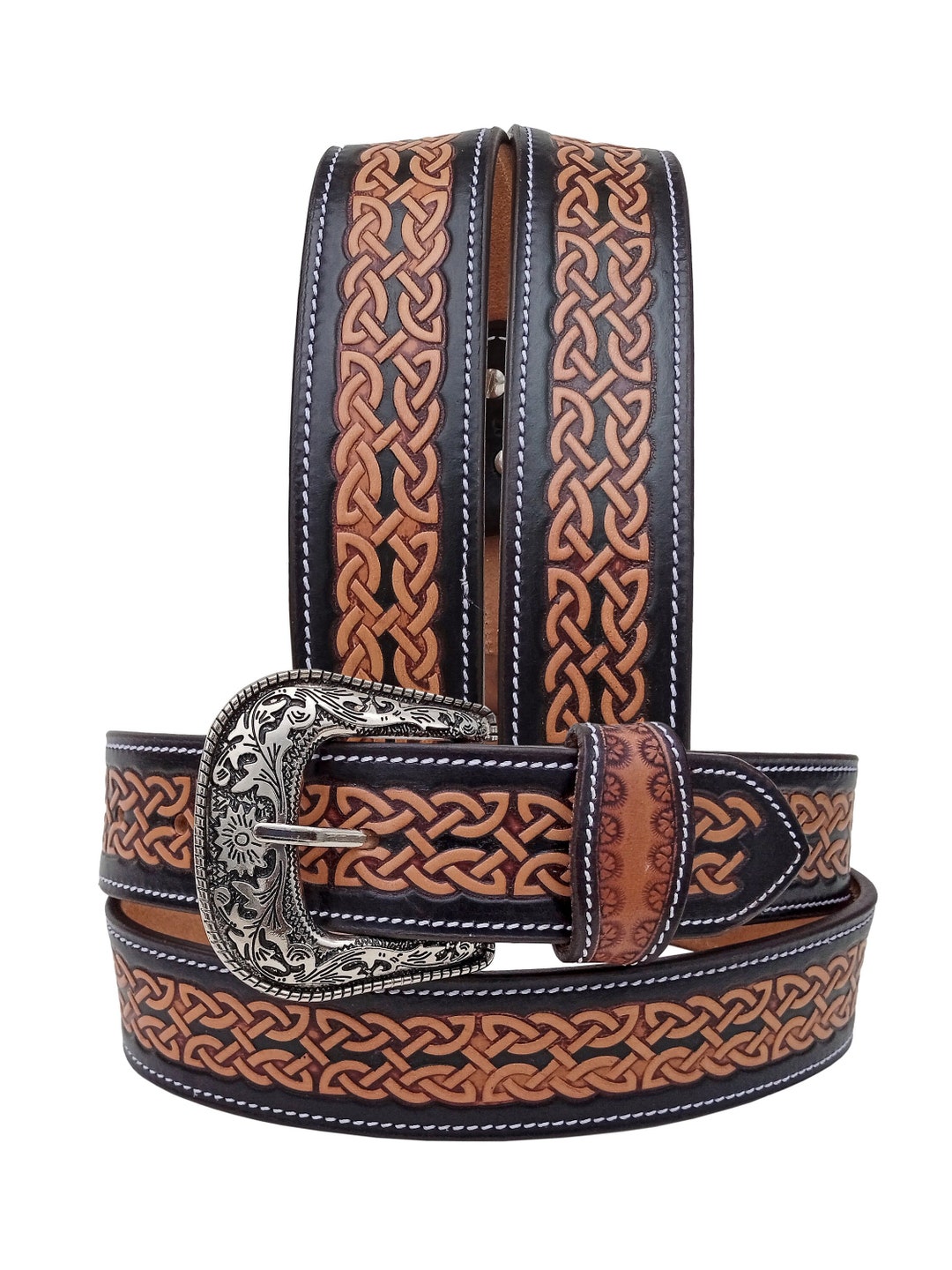 Personalized Genuine Leather Western Hand Tooled and Hand Finished Belt ...