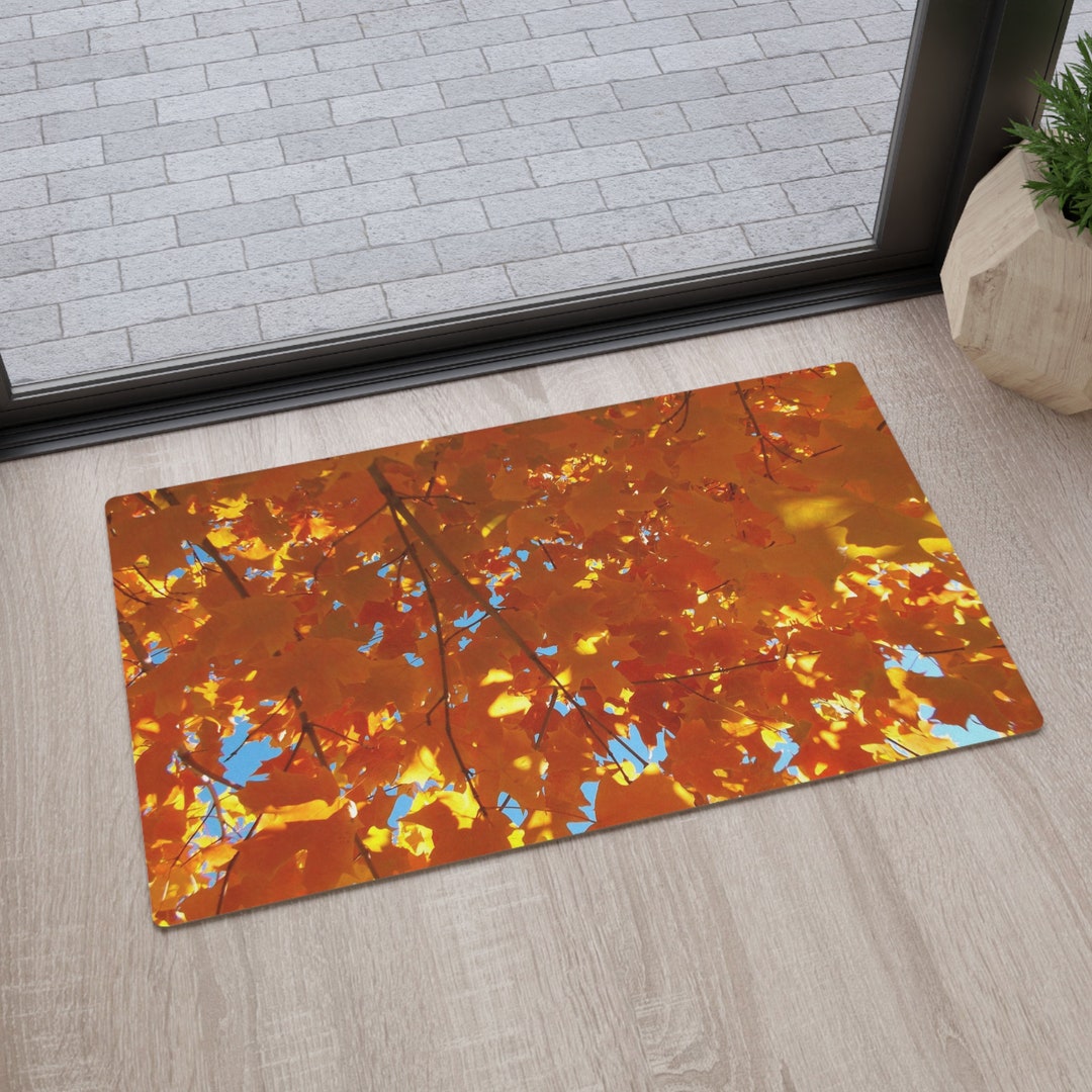 Orange Fall Fiesta Maple Leaves Floor Mat - Etsy