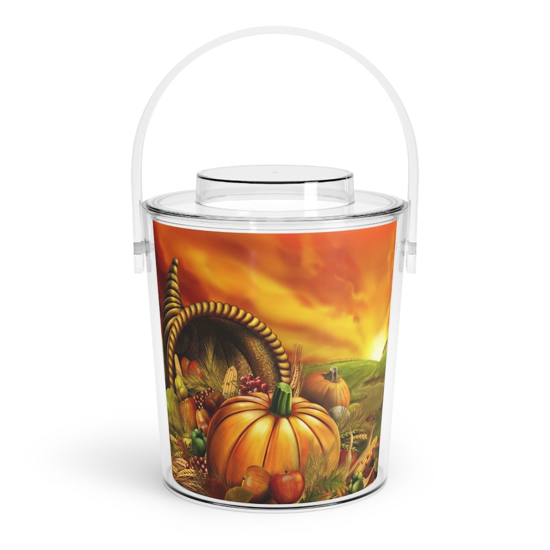 Pumpkin Field Cornucopia Sunset Thanksgiving Ice Bucket With Tongs - Etsy