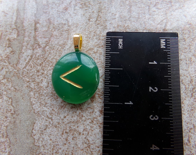 Kenaz/kaunaz/ken/kano/cen Green Onyx Rune Stone Pendant Crystal Witch ...