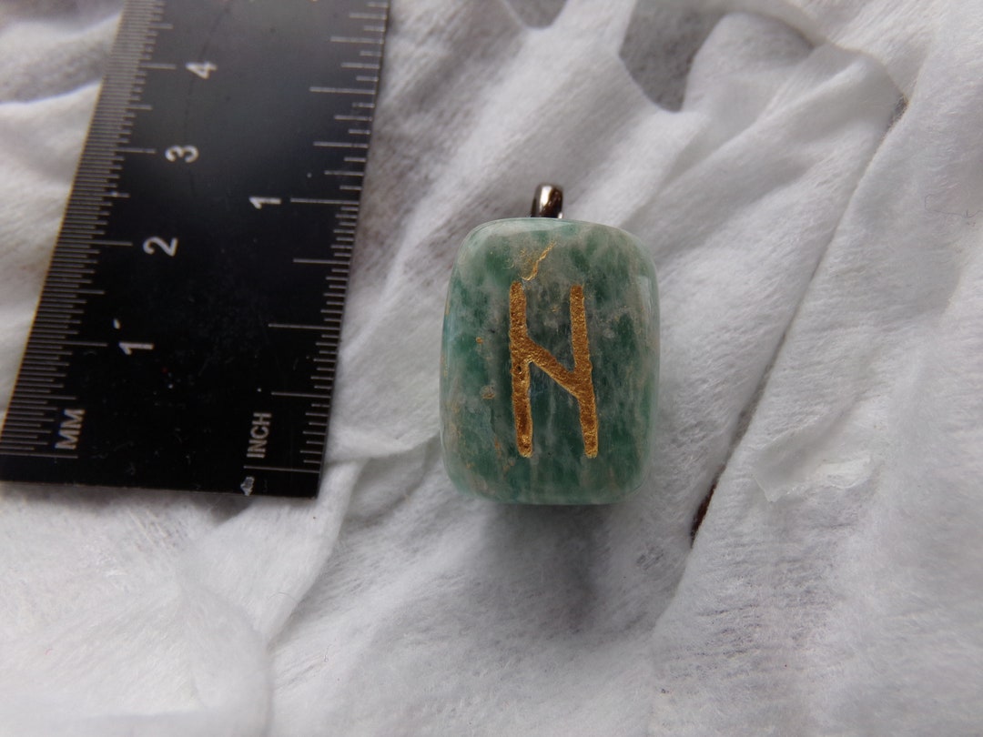 Amazonite Hagalaz/haegl/hagal/haal Rune Stone Pendant - Etsy