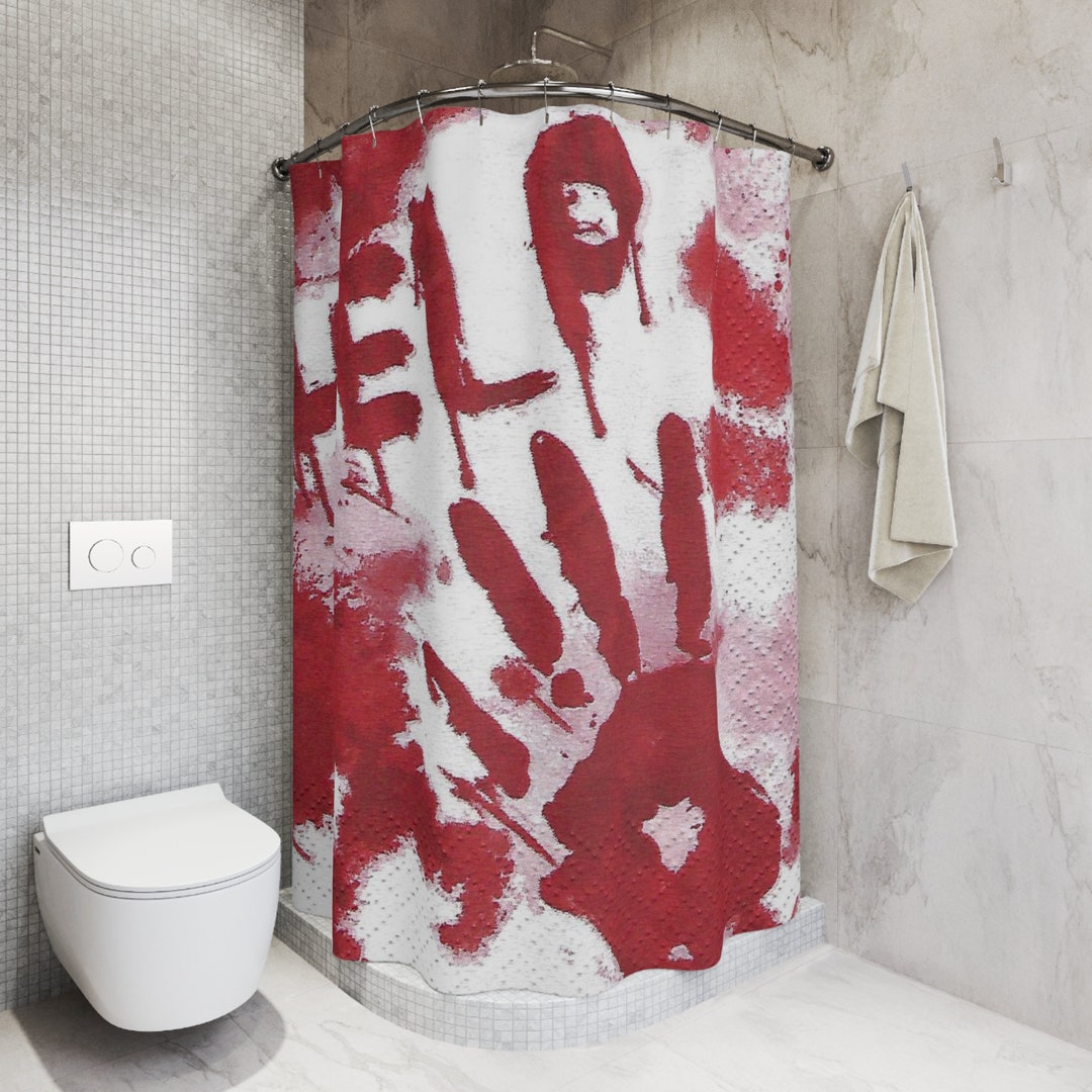 Bloody Help Handprint Halloween Shower Curtain - Etsy