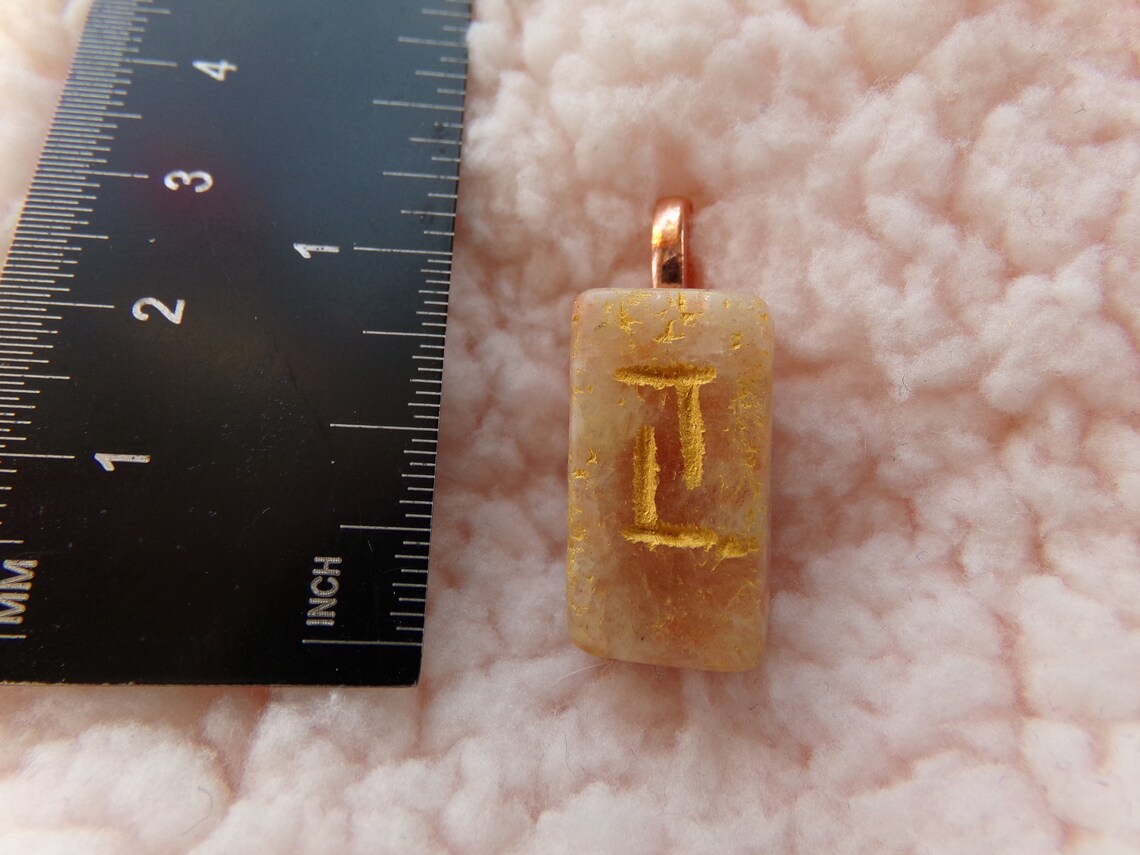Sunstone Jera/Ger Rune Stone Pendant | Etsy
