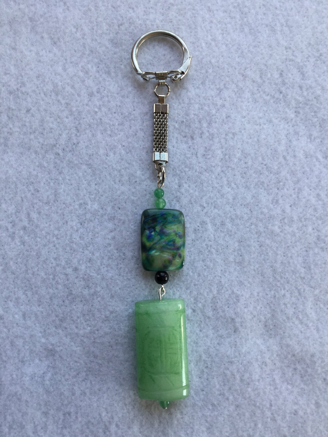 Gorgeous Green Beaded Keychain - Etsy