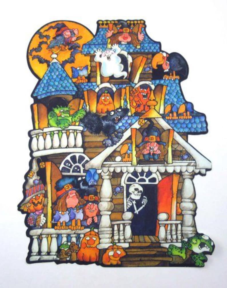 Vintage Haunted House Halloween Cut Out Decoration (when Ordered This ...