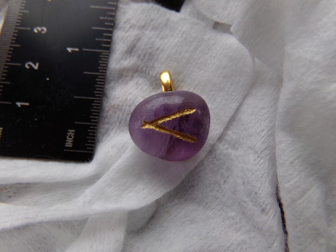 Amethyst Kenaz/kaunaz/ken/kano/cen Rune Stone Pendant Crystal Witch ...