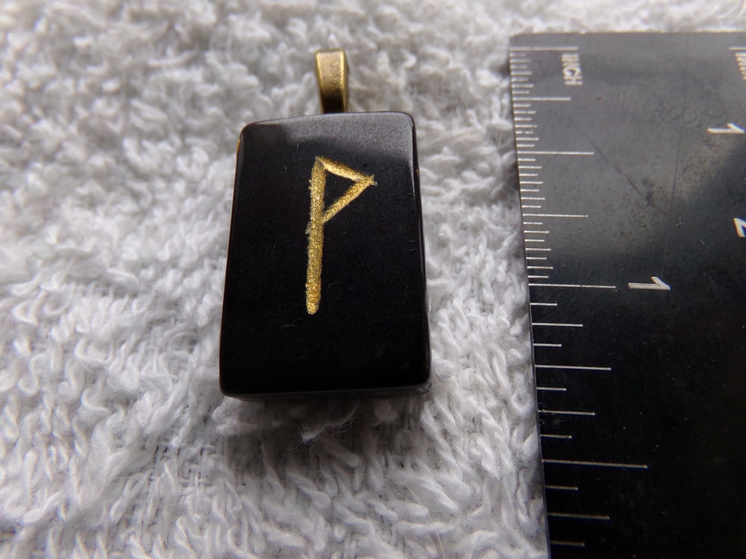 Obsidian Wunjo/wyn/wynn Rune Stone Pendant Crystal Witch Magick Shoppe ...