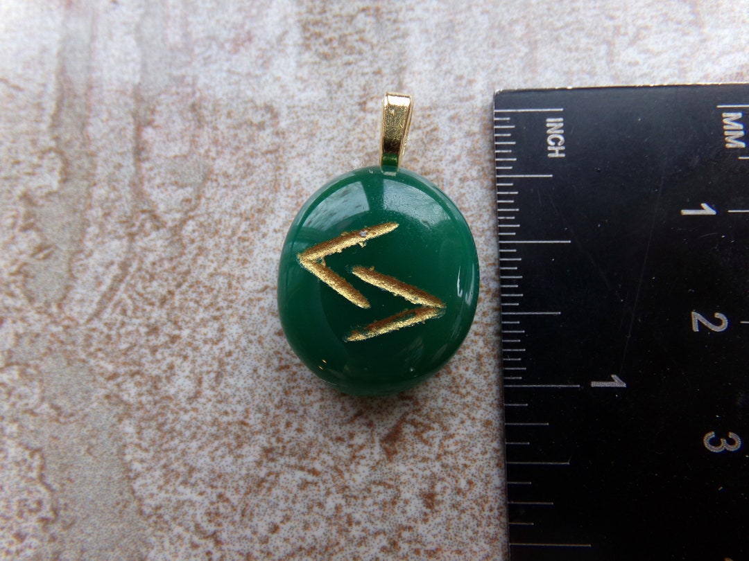 Jera/ger Green Onyx Rune Stone Pendant Crystal Witch Magick Shoppe - Etsy