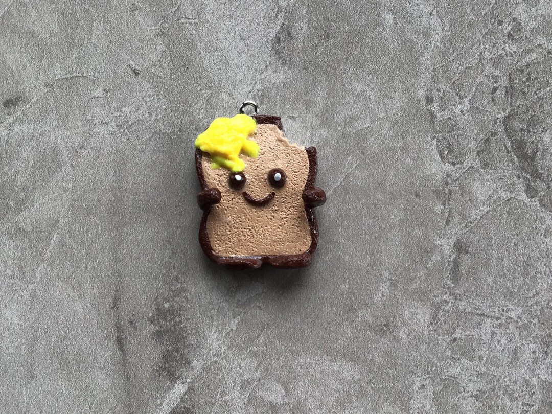 Kawaii Polymer Clay Bitten Buttered Wheat Toast Pendant or Charm - Etsy
