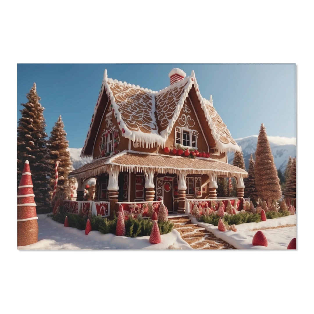 Sunny Mountain Gingerbread House Christmas Yuletide Area Rugs - Etsy