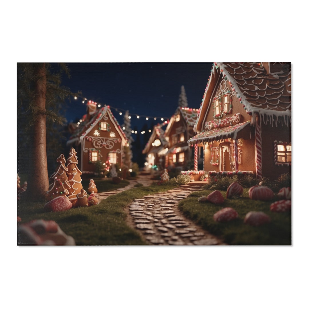 Gingerbread House Neighborhood Christmas Yuletide Area Rugs - Etsy