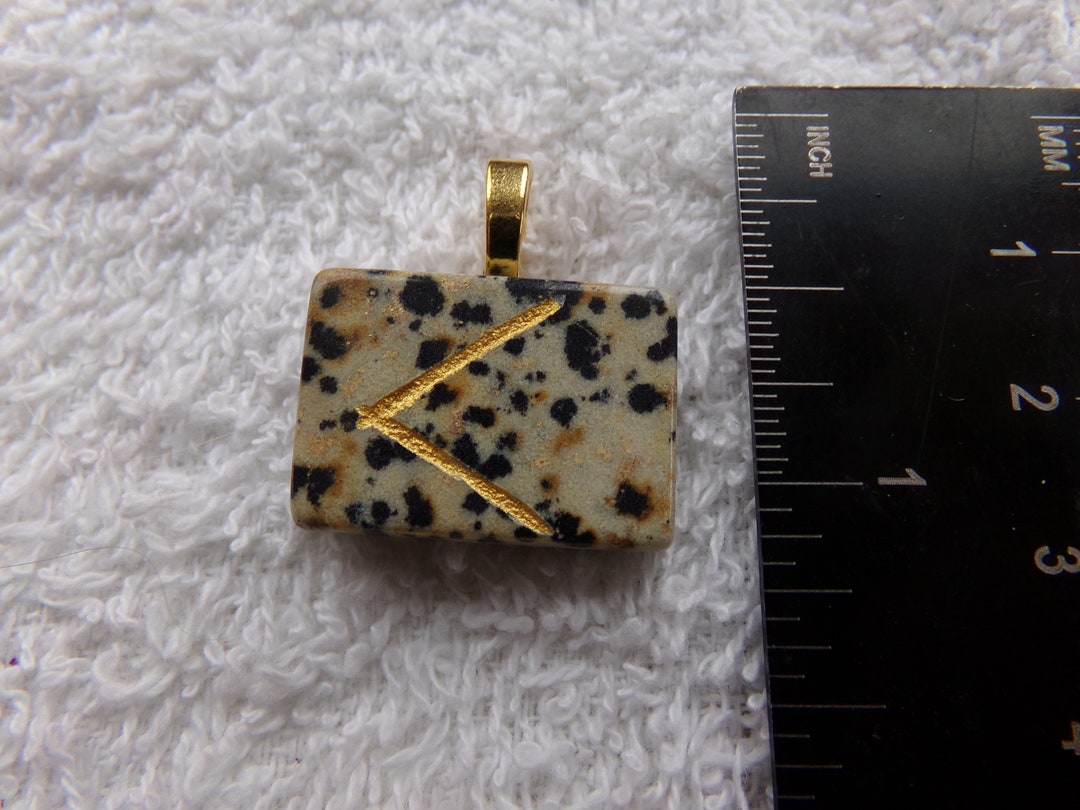Kenaz/kaunaz/ken/kano/cen Genuine Dalmatian Jasper Rune Stone Pendant ...