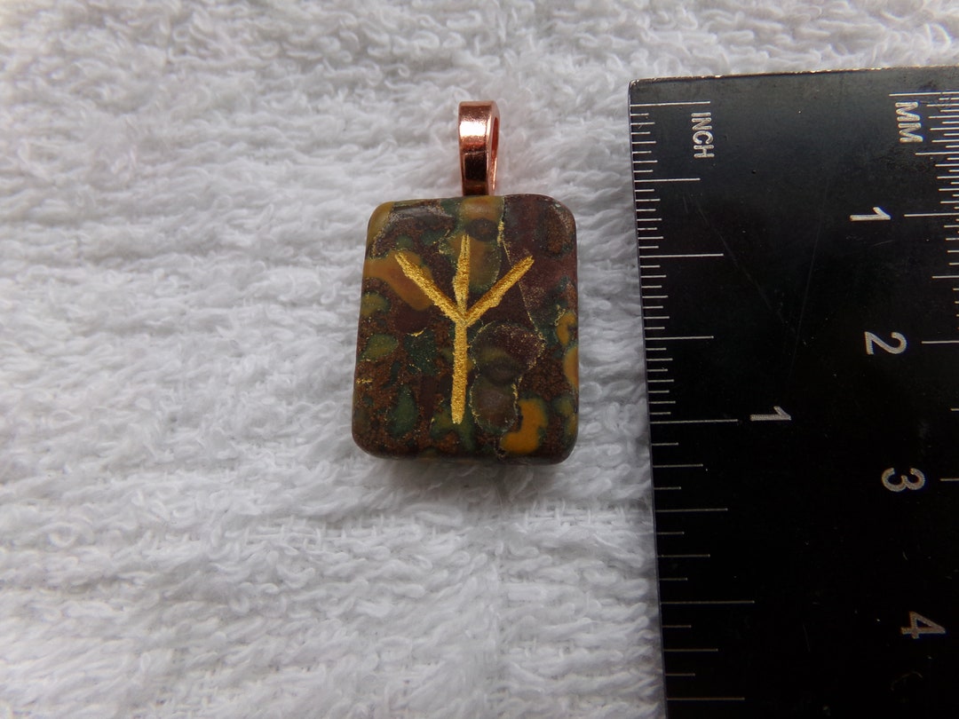 Algiz/eolh/elhaz/algir/elgr Genuine Fruit Jasper Rune Stone Pendant ...
