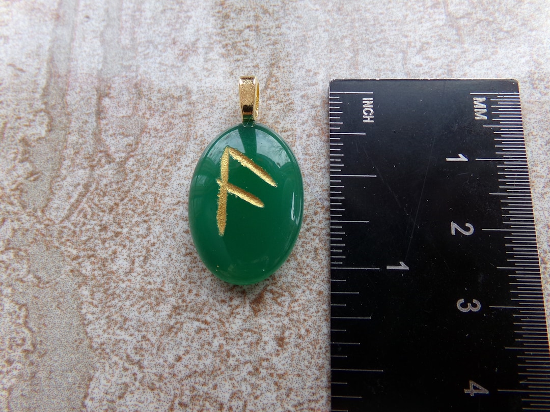 Ansuz/os/as/aesir Green Onyx Rune Stone Pendant Crystal Witch Magick ...