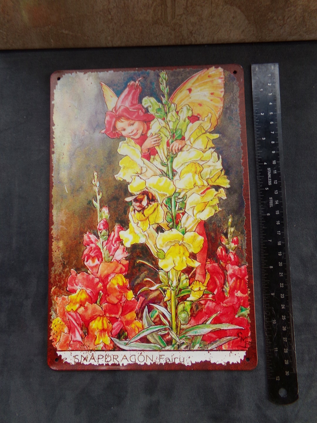 Snapdragon Fairy Tin Indoor Sign With a Handmade Mystery Item Crystal ...