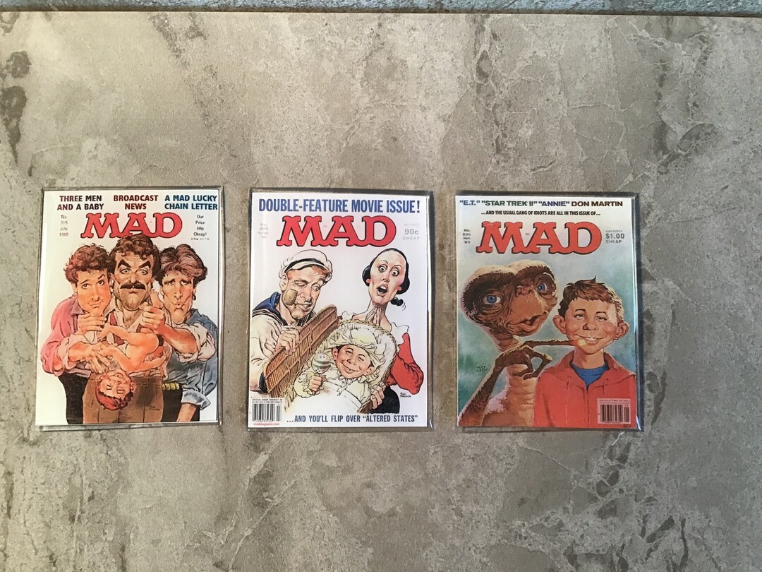 3 Men and a Baby, Popeye, and ET Mad Magazine Covers Refrigerator ...