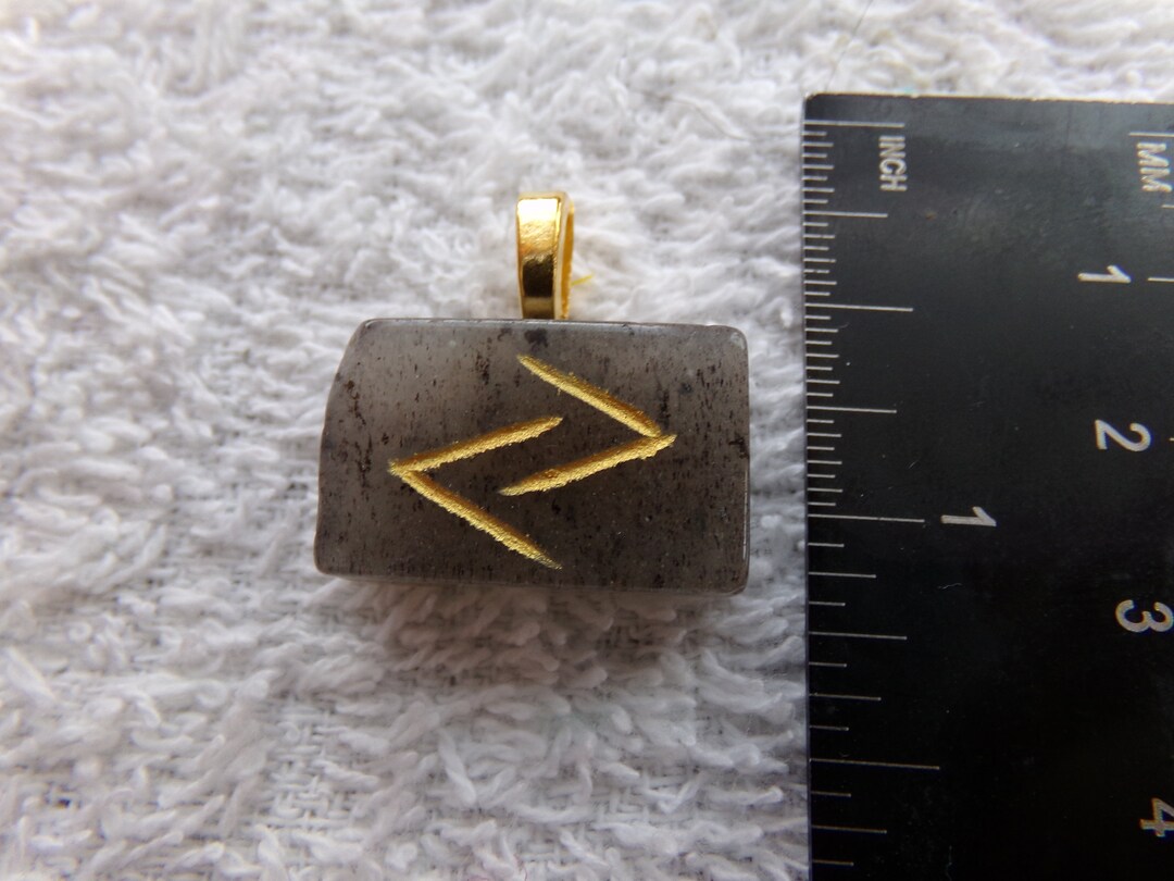 Jera/ger Genuine Grey Adventurine Rune Stone Pendant Crystal Witch ...