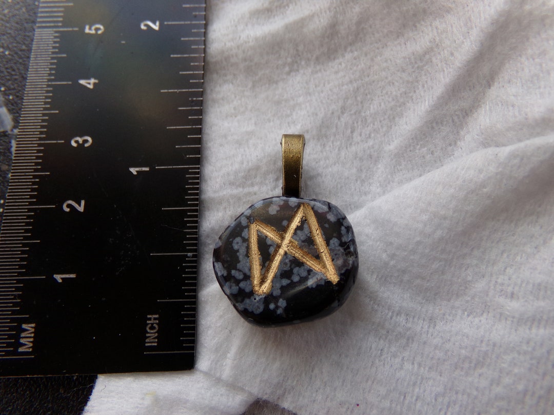 Snowflake Obsidian Dagaz/dag/daeg Rune Stone Pendant Crystal - Etsy