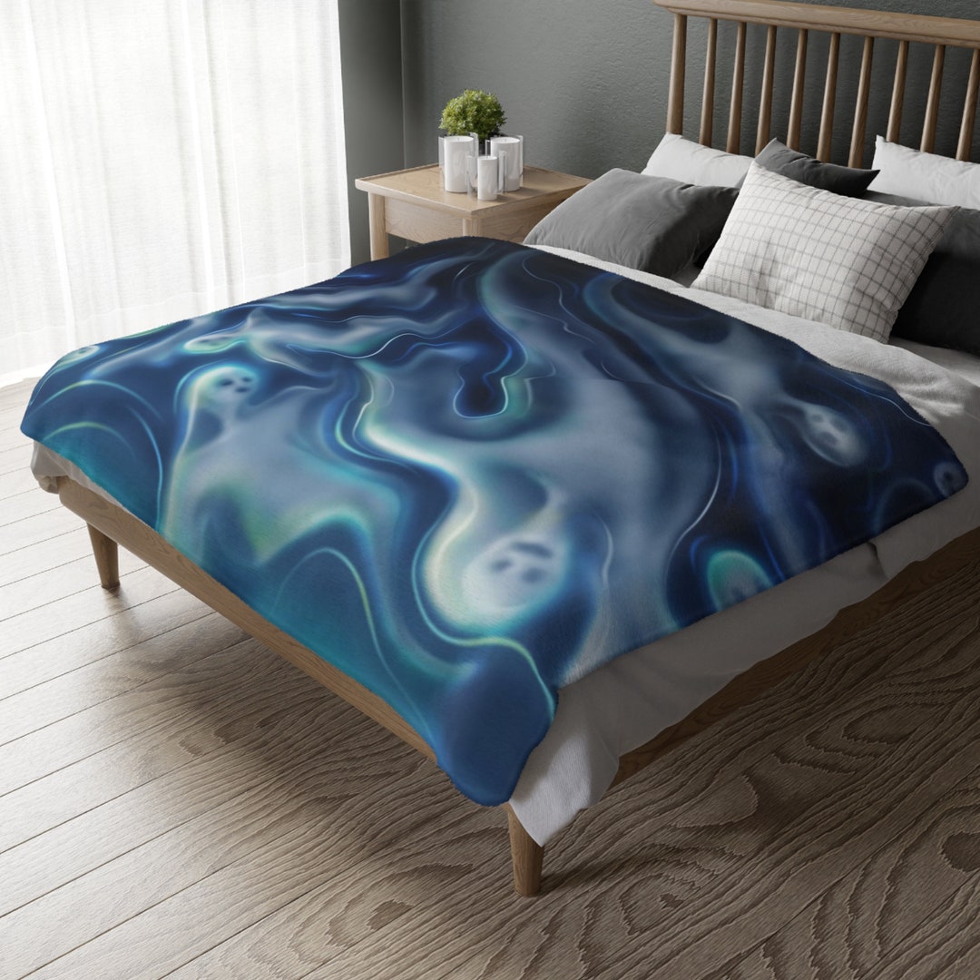 Blue Ghosts and Real Pink Lady Ghost Velveteen Minky Blanket (two-sided ...