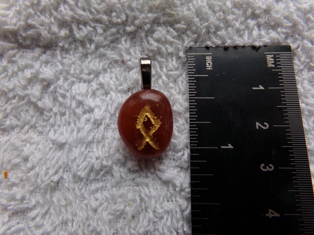 Genuine Carnelian Othala/othila/odal/othel/ethel Rune Stone Pendant ...
