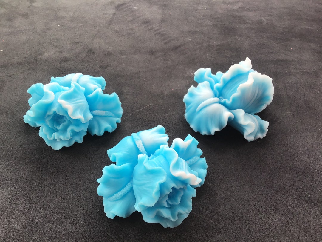 Light Blue and White Rose Scented Iris Double Butter Handcrafted Soaps ...