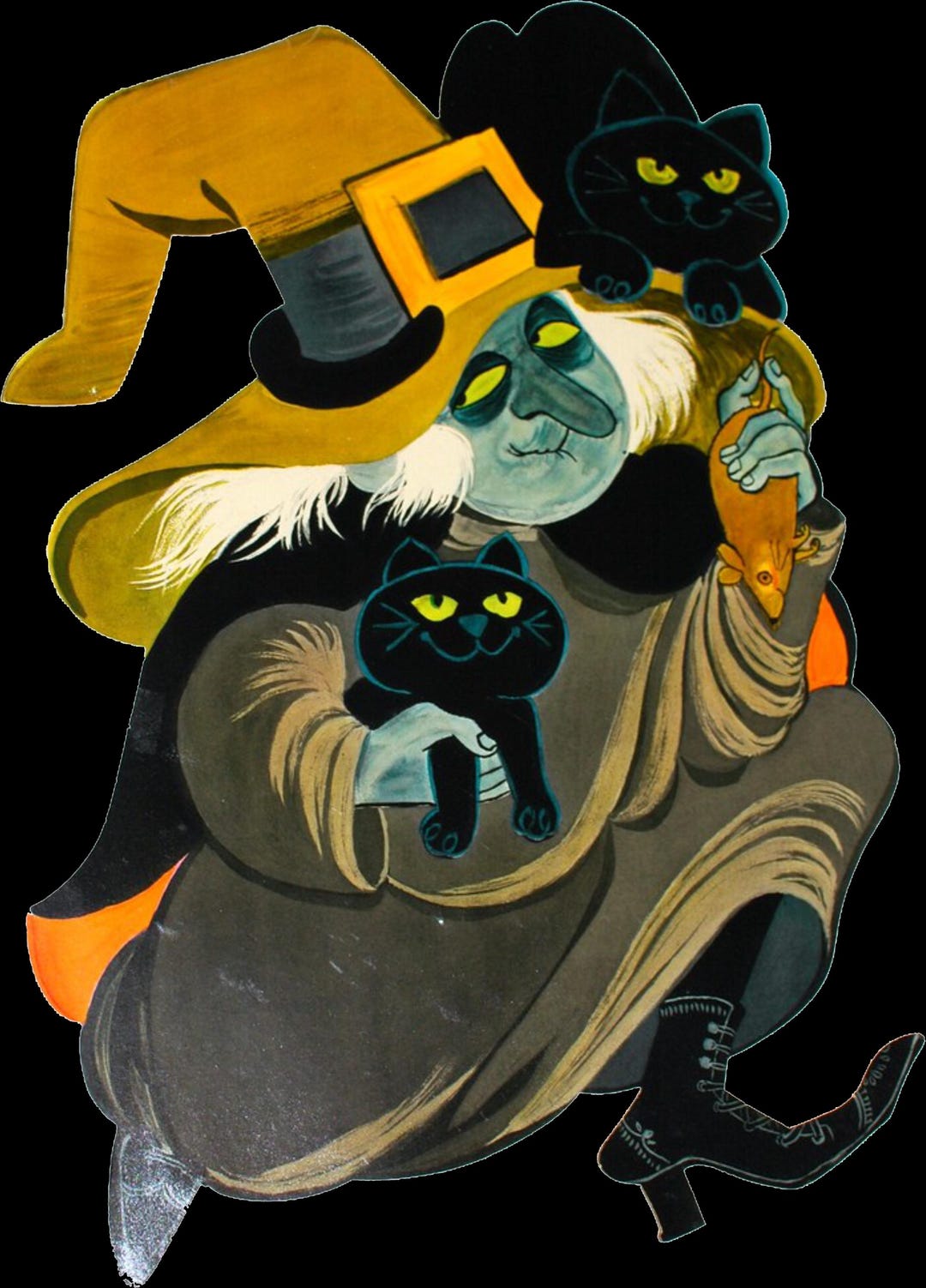 Vintage 1970s Witch Cut Out Halloween Decoration (upon Ordering This ...
