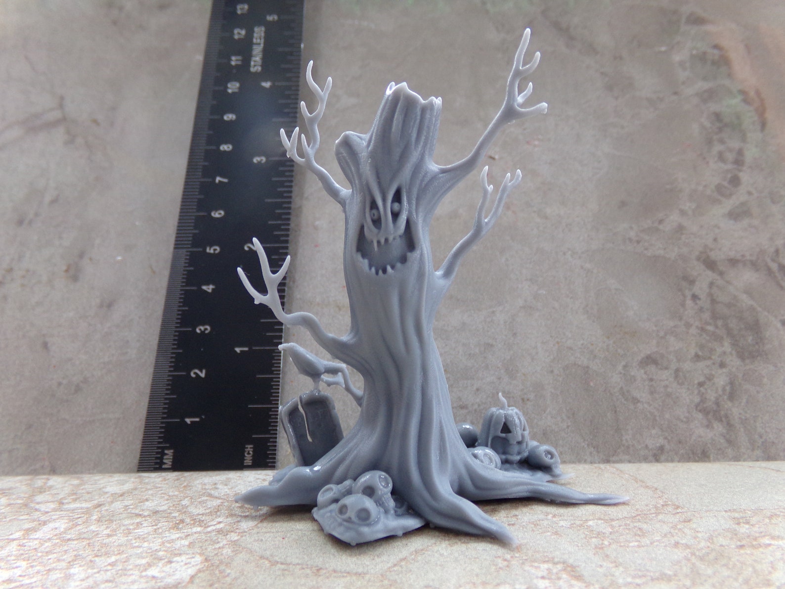 Paint Your Own Spooky Halloween Tree 3-D Resin Print Scene Figurine ...