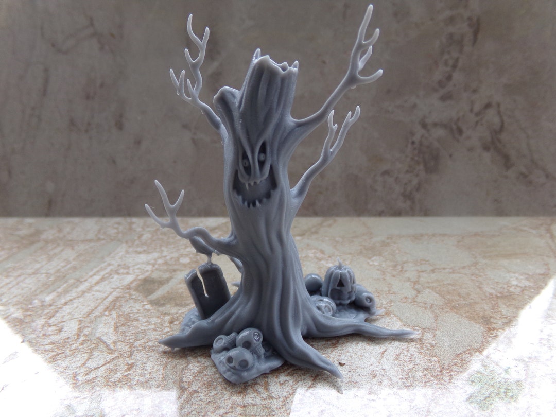 Paint Your Own Spooky Halloween Tree 3-D Resin Print Scene Figurine ...