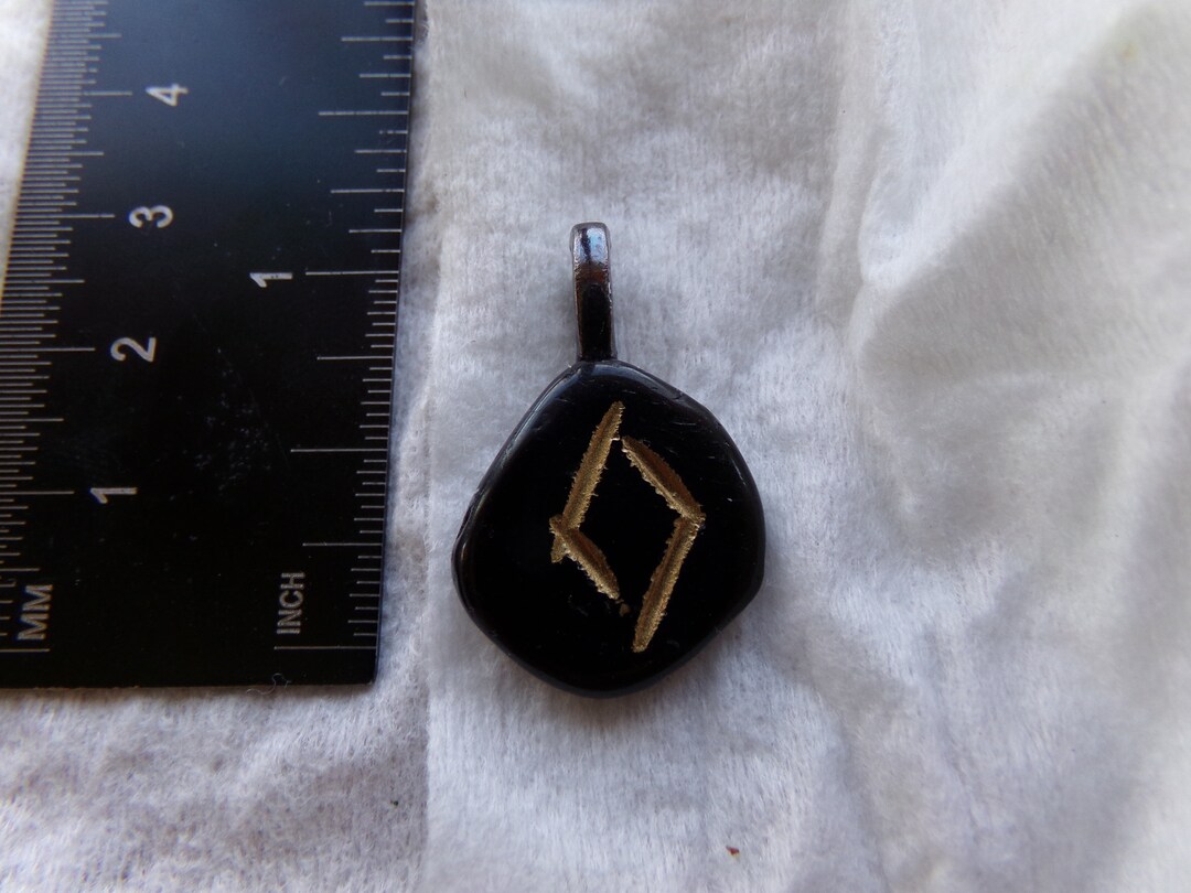 Obsidian Jera/ger Rune Stone Pendant Crystal Witch Magick Shoppe - Etsy