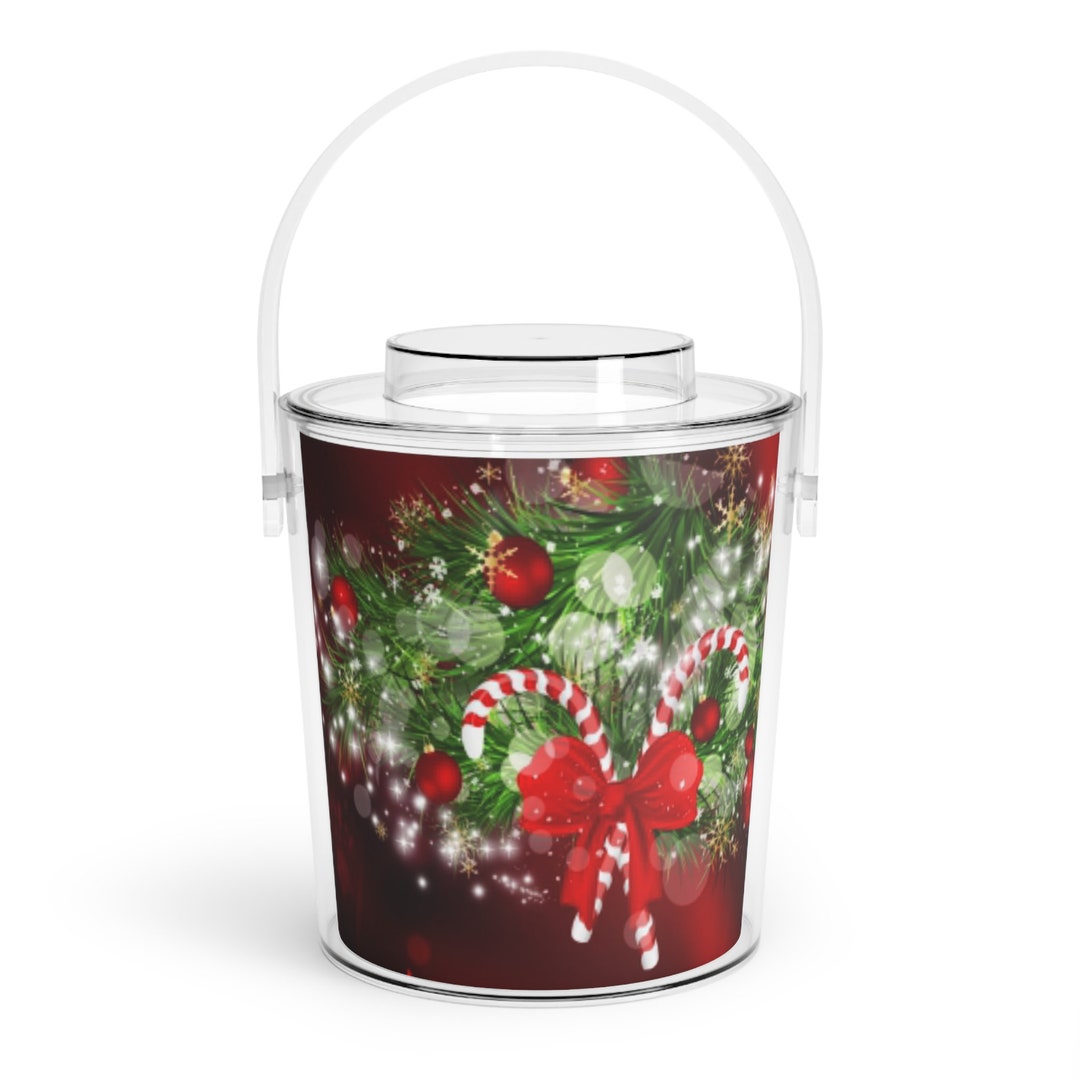 Peppermint Candycanes With Winter Foliage Christmas Yuletide Ice Bucket ...