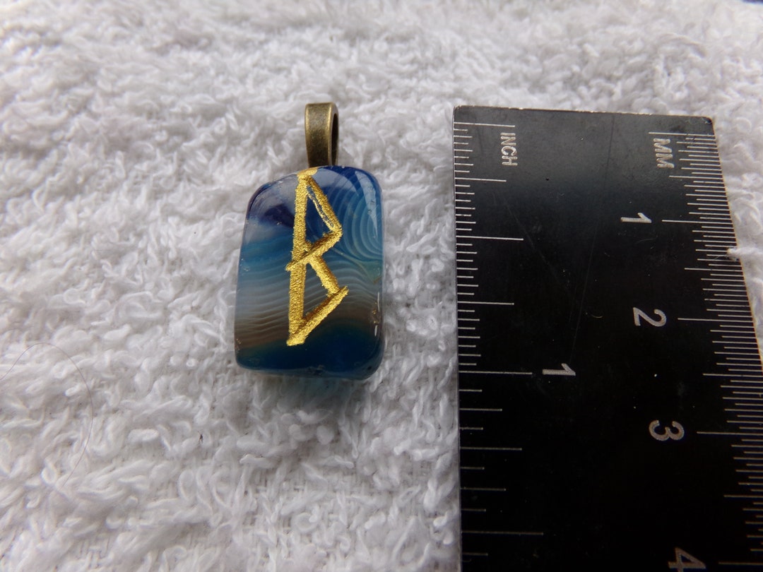 Berkano/berkanan/beorc/berkana Genuine Blue Onyx Rune Stone Pendant ...