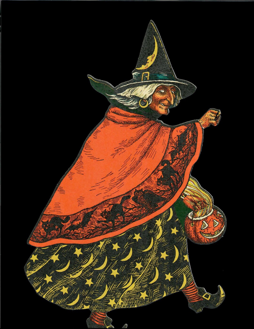 Vintage Witch Halloween Cut Out Decoration Samhain (when Ordered This ...